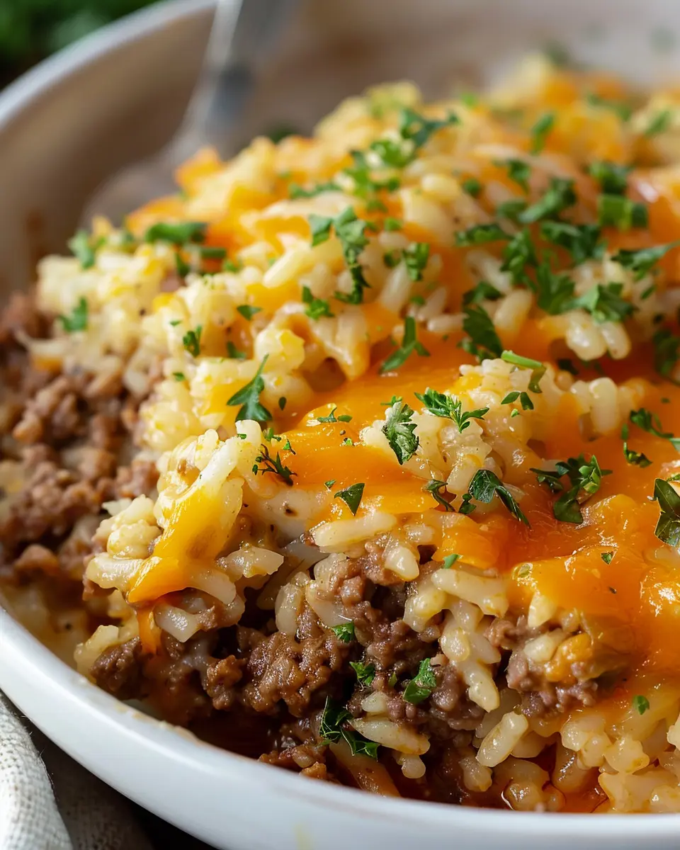 Cheesy Ground Beef and Rice Casserole