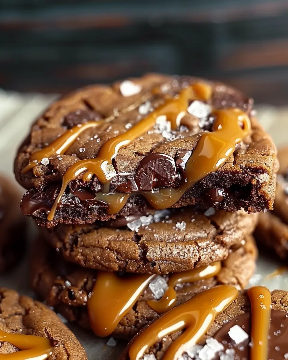 double chocolate salted caramel cookies